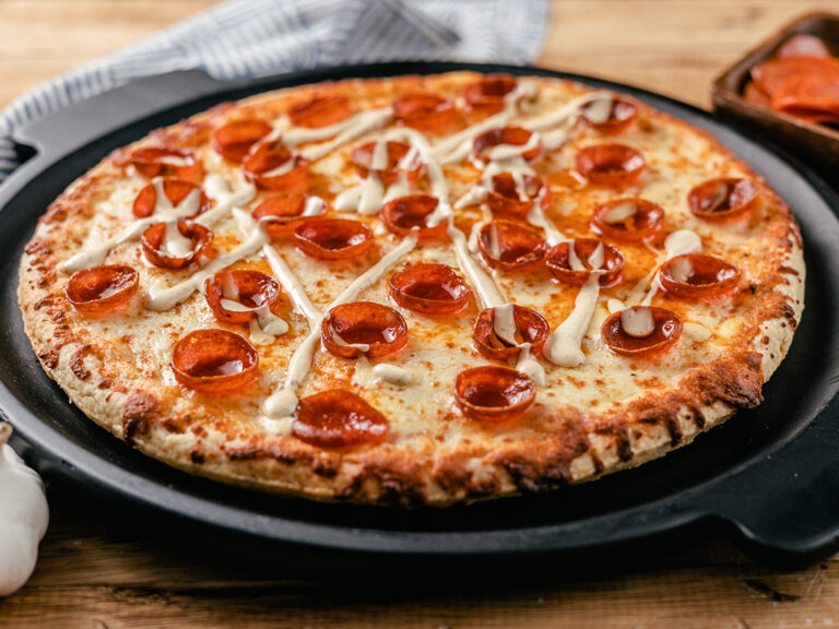 Cupped Pepperoni Pizza with Garlic Aioli Recipe | Home Run Inn Pizza