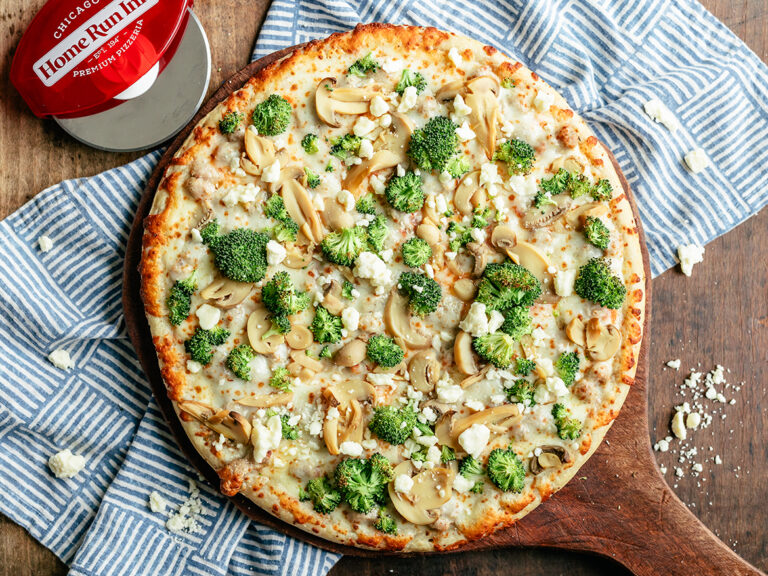 Mushroom, Broccoli & Feta Pizza Recipe | Home Run Inn Pizza